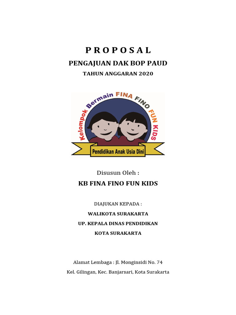 Proposal DAK BOP PAUD 2020 Surakarta | PDF | Ilmu Sosial | Kesehatan ...