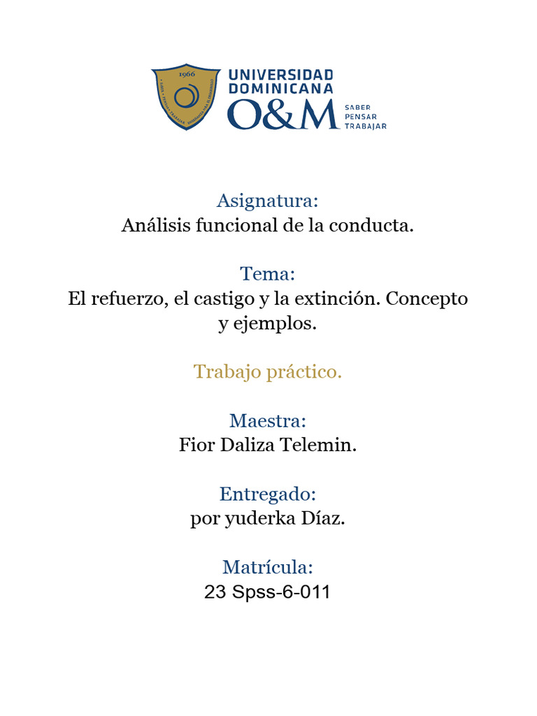 El Refuerzo, El Castigo y La Extinción | PDF | Reforzamiento ...