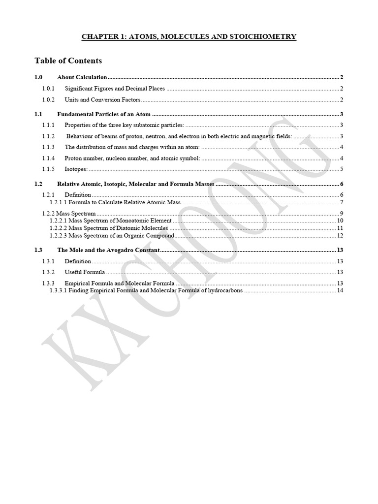 Chem Notes C1 | PDF | Mole (Unit) | Isotope