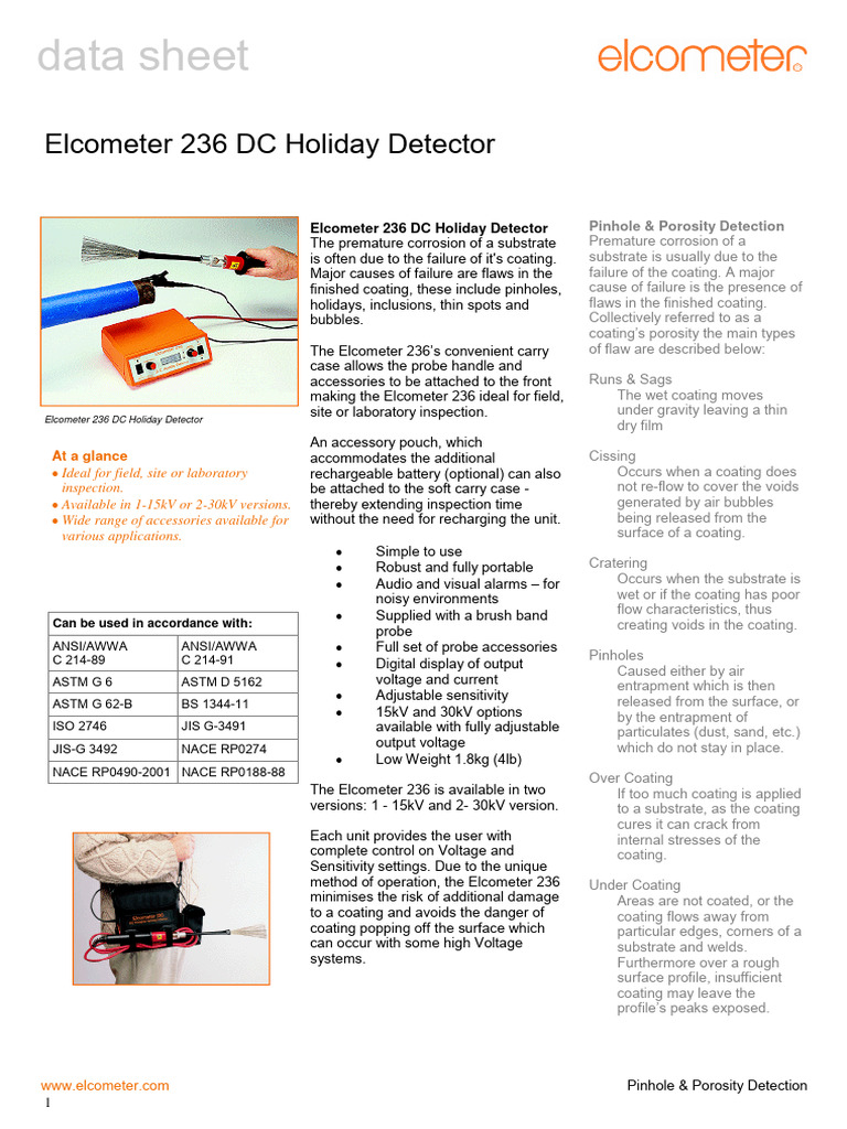 Elcometer 236 DC Holiday Detector | PDF | Coating | Wire