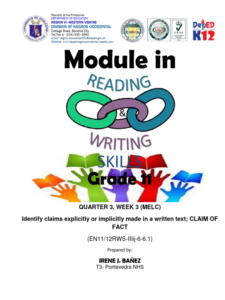 SHS_Core_Reading-and-Writing-Module_Q1_W4_-Identify-Claim-of-Fact-in-a-writt | PDF | Social ...