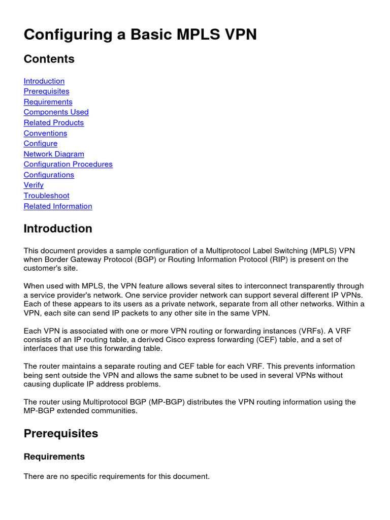 Mpls VPN Basic | PDF | Virtual Private Network | Networking