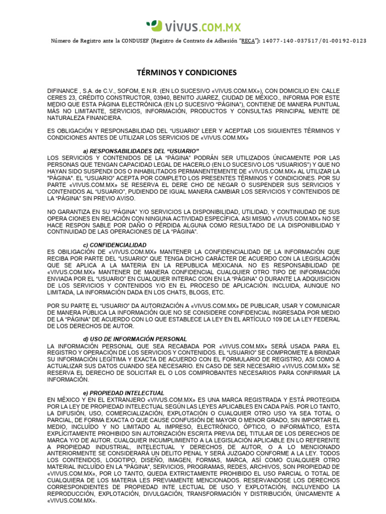 Terminos y Condiciones | PDF | Cookie HTTP | Propiedad intelectual