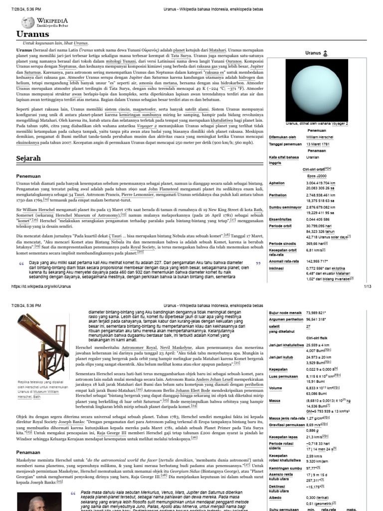 Gambaran Tentang Planet Uranus | PDF