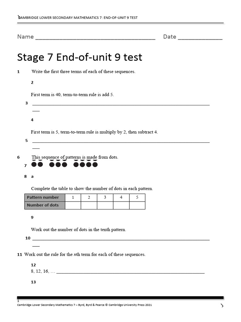 End of Unit 9 Test | PDF | Teaching Methods & Materials