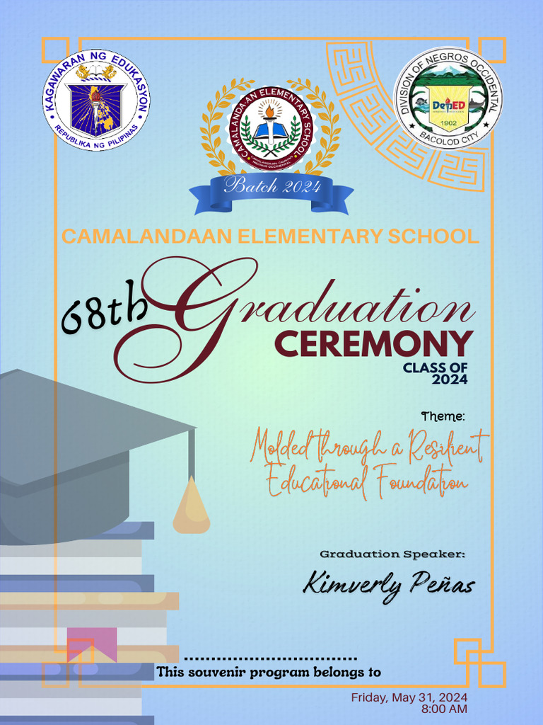 Dark Blue Brown Illustration 27Th Graduation Program | PDF