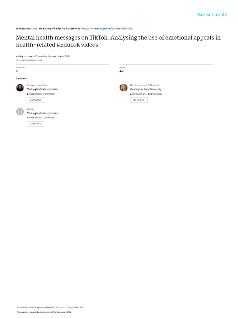 【emotional appeal核心】Mental health messages on TikTok Analysing the use ...