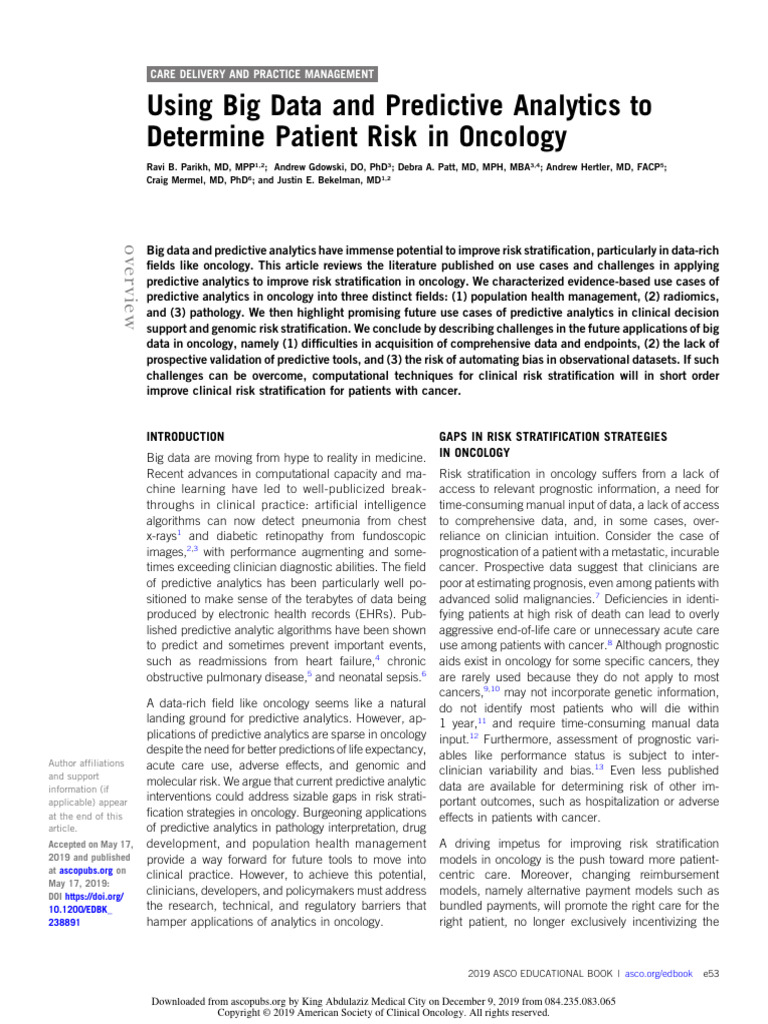 Using Big Data and Predictive Analytics To | PDF | Breast Cancer | Electronic Health Record