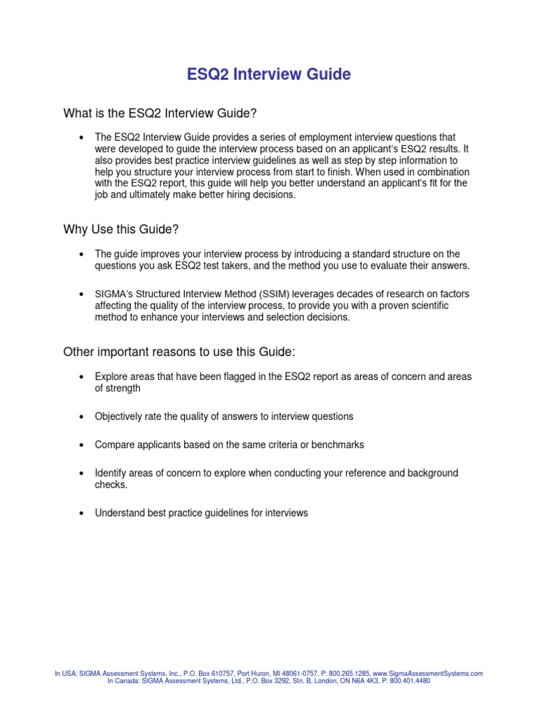 ESQ2-Interview-Guide | PDF | Leadership | Interview