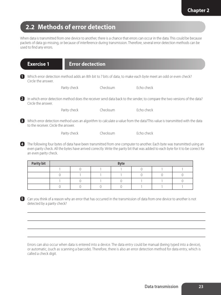 CS Ch2 WS 1 | PDF | Error Detection And Correction | Key (Cryptography)