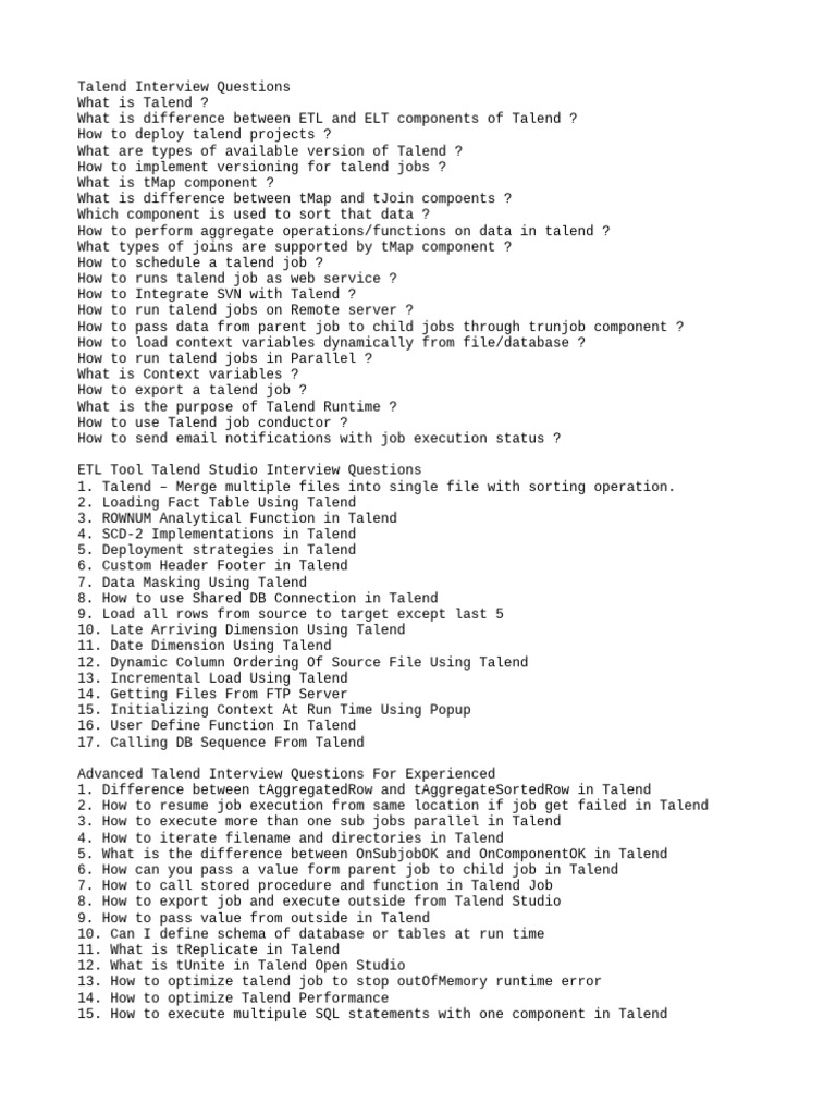 Talend Interview Questions2 | PDF | Databases | Variable (Computer Science)