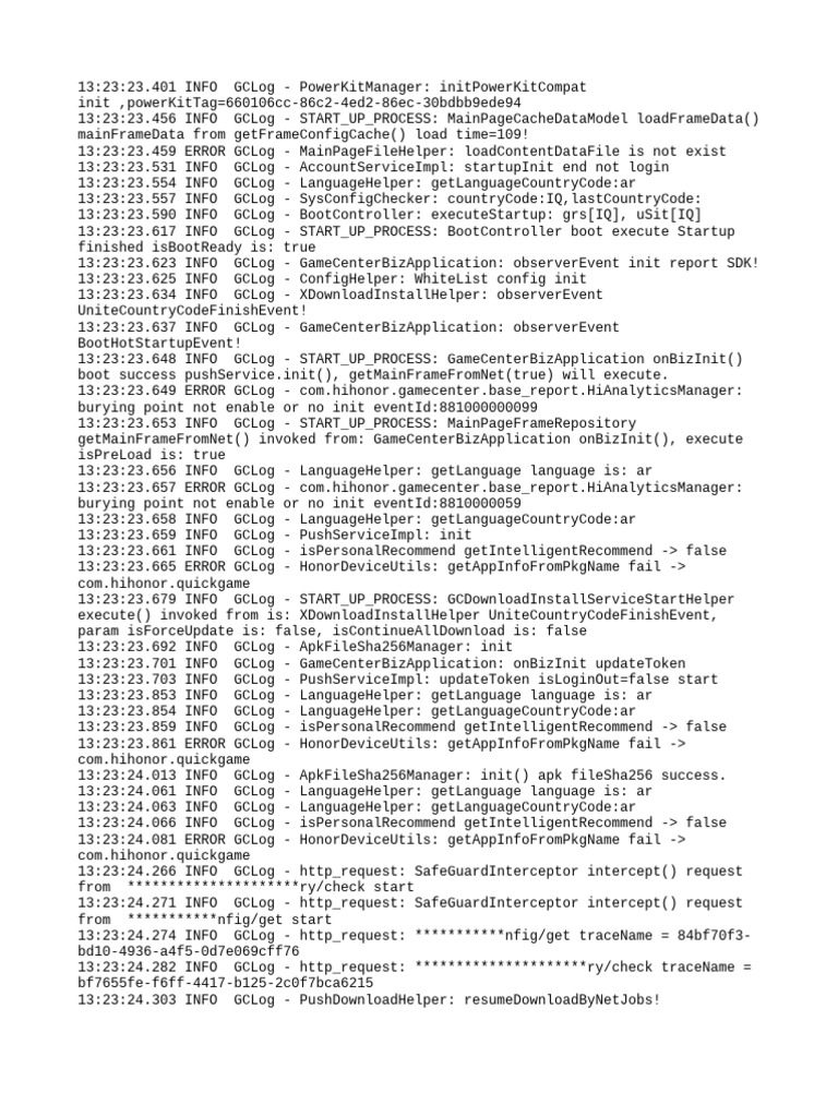 GameCenter Startup Log Analysis | PDF | Computing | Data Transmission