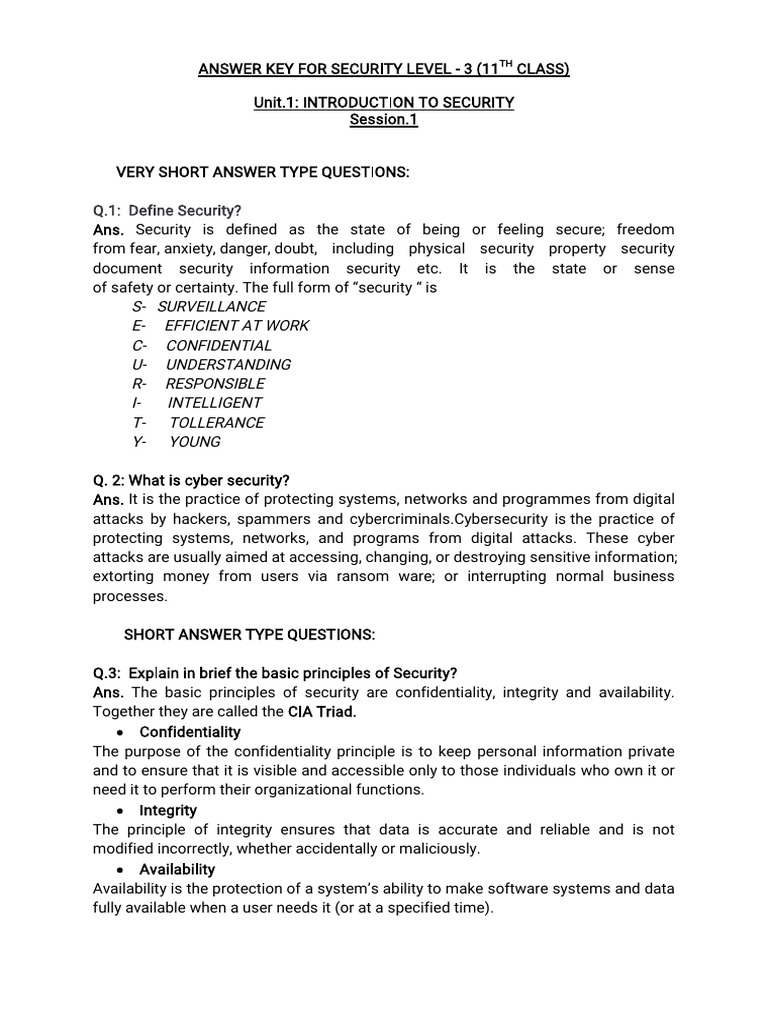 11th Security Complete Notes Pdf Computer Security Security