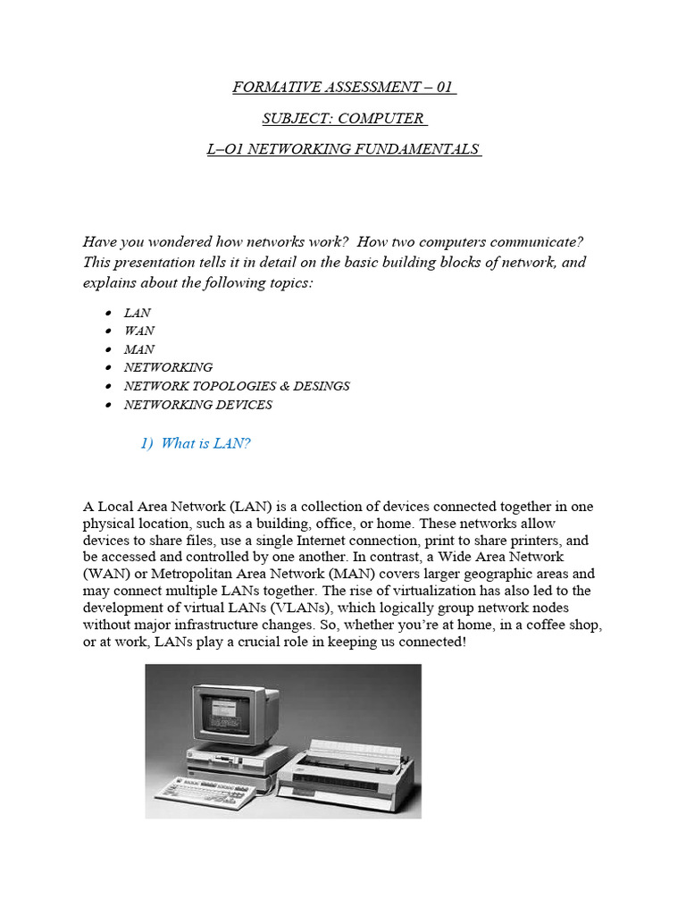 Formative Assessment 01 Computer | PDF | Computer Network | Network Topology