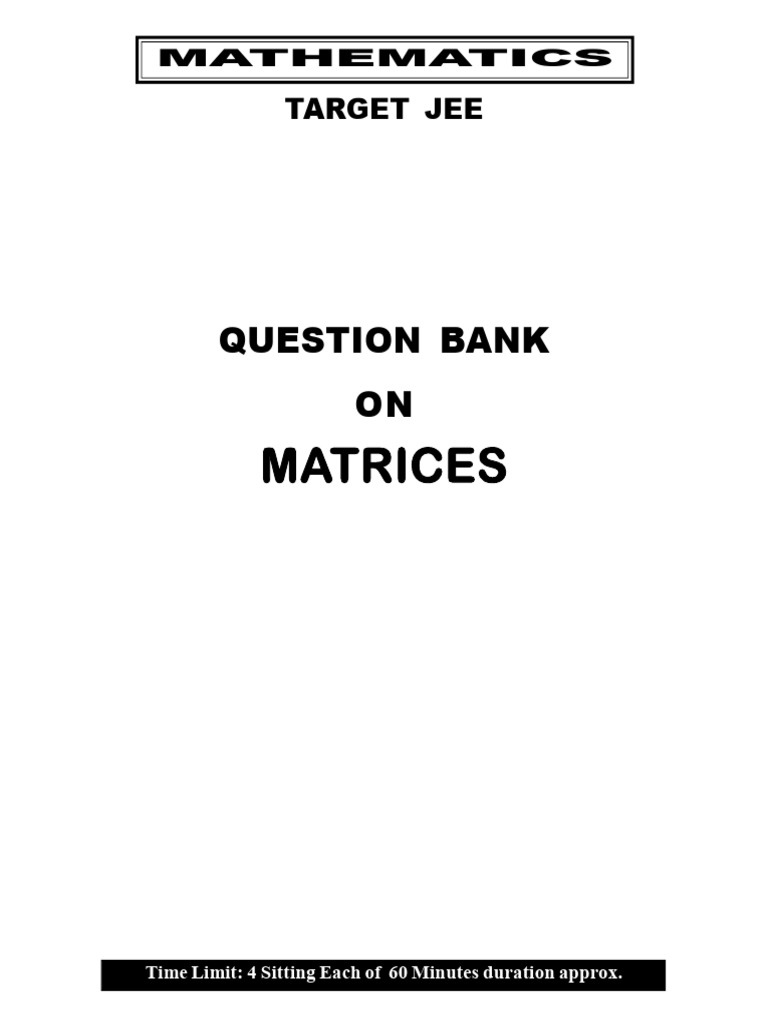 QB 1 FC Det Mat | PDF | Matrix (Mathematics) | Abstract Algebra