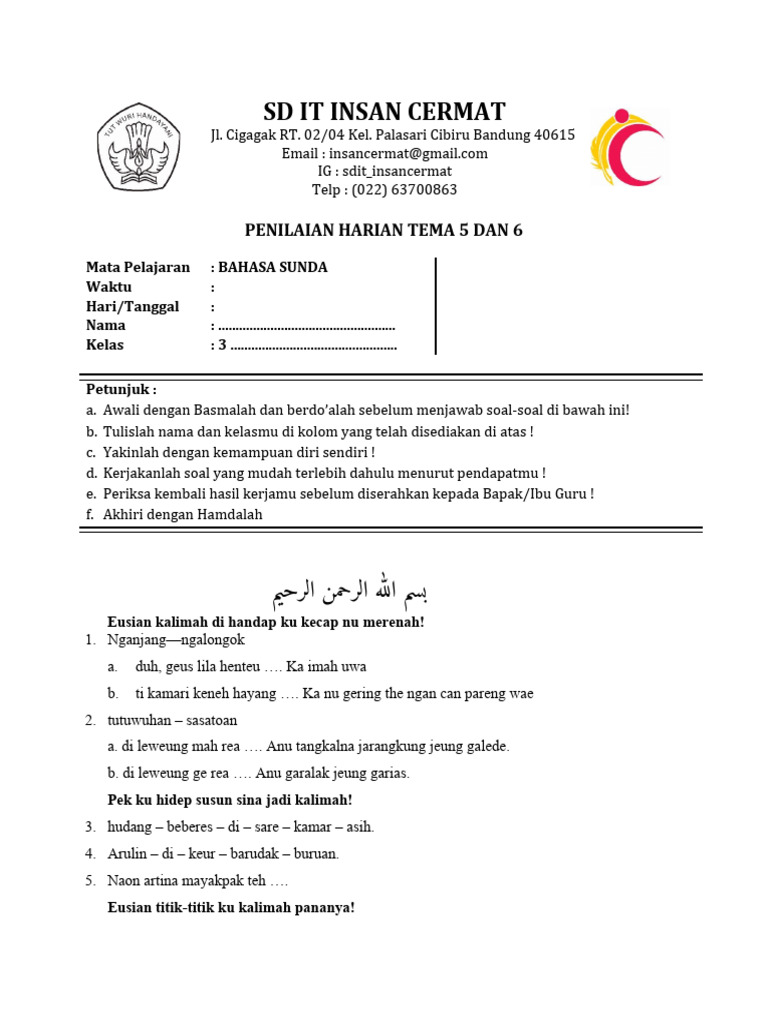 PH BHS Sunda 2024 | PDF