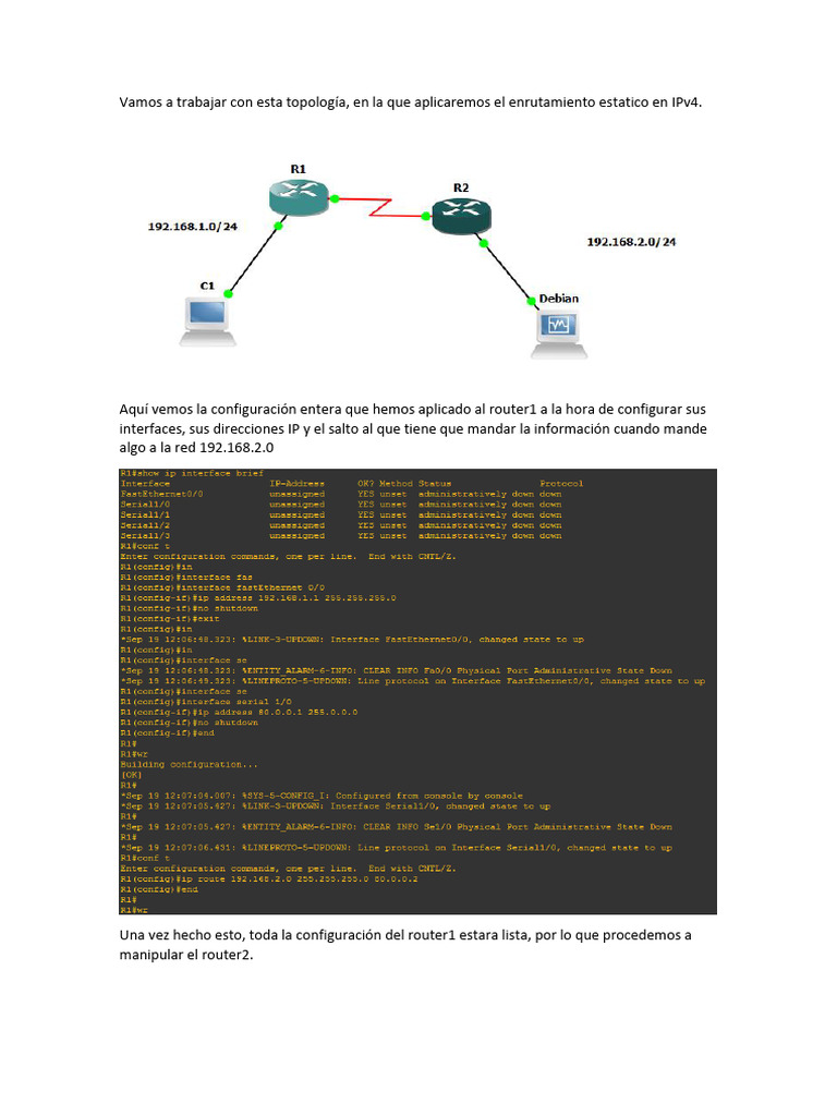 Practica 10 Red Local Con Enrutamiento Estatico en Ipv4 | PDF | Informática