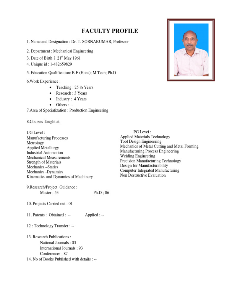 Mech Faculty | PDF | Mechanical Engineering | Engineering