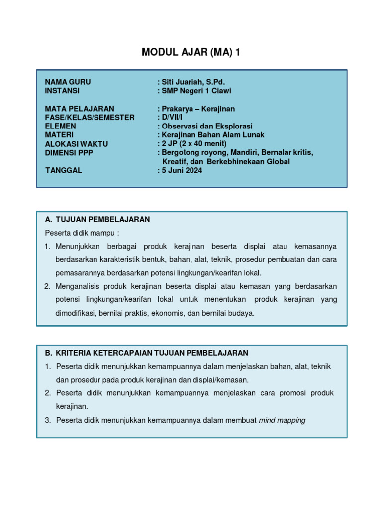 MODUL Bu Siti | PDF | Seni