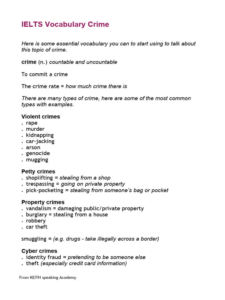 Crime - Lesson Notes | PDF | Crimes | Crime & Violence