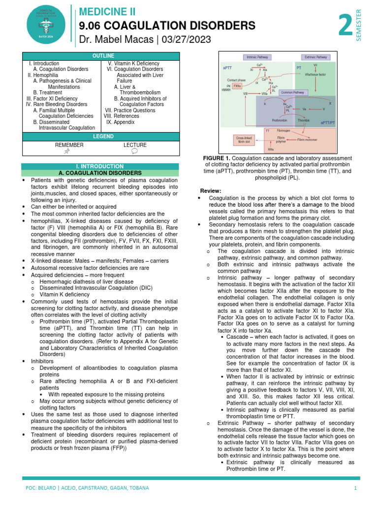 Coagulation Disorders Overview and Treatment | PDF | Coagulation | Bleeding