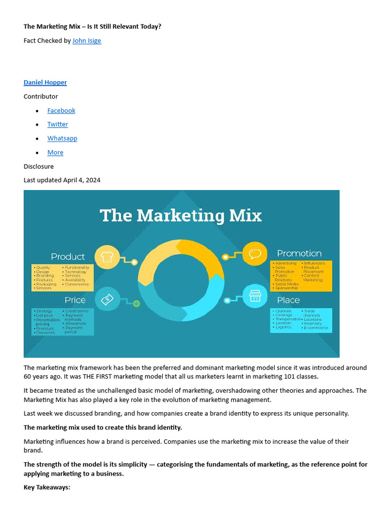 The Marketing Mix - Borden - 12 Elements | PDF | Marketing | Brand