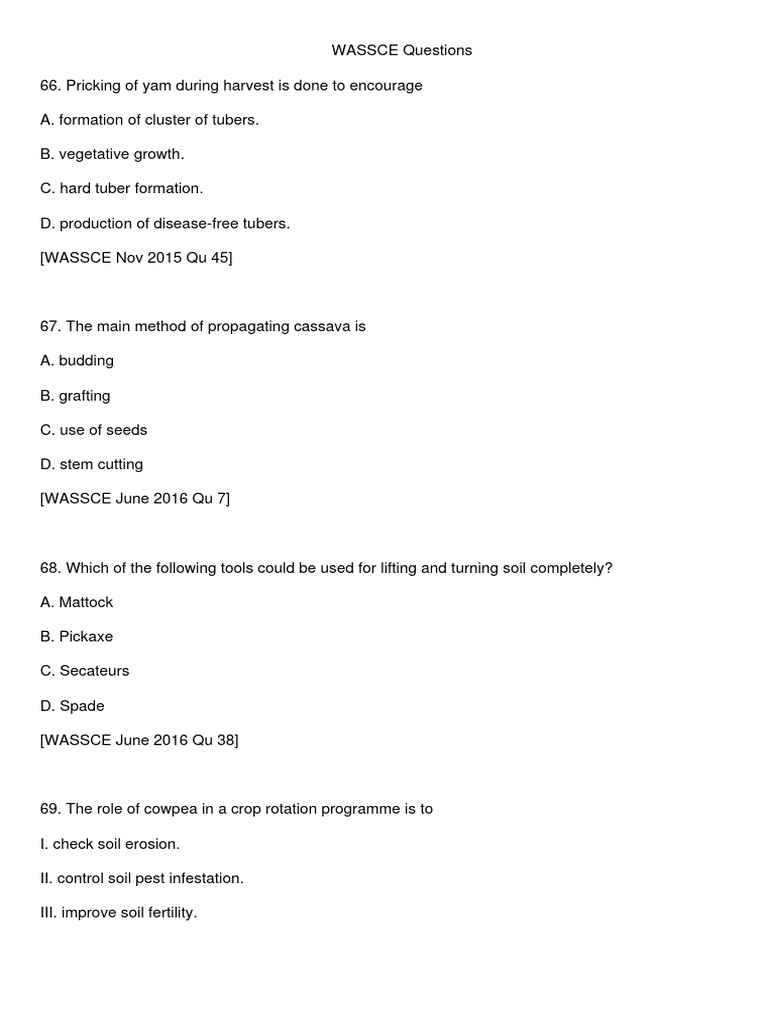 WASSCE Agriculture Exam Prep | PDF