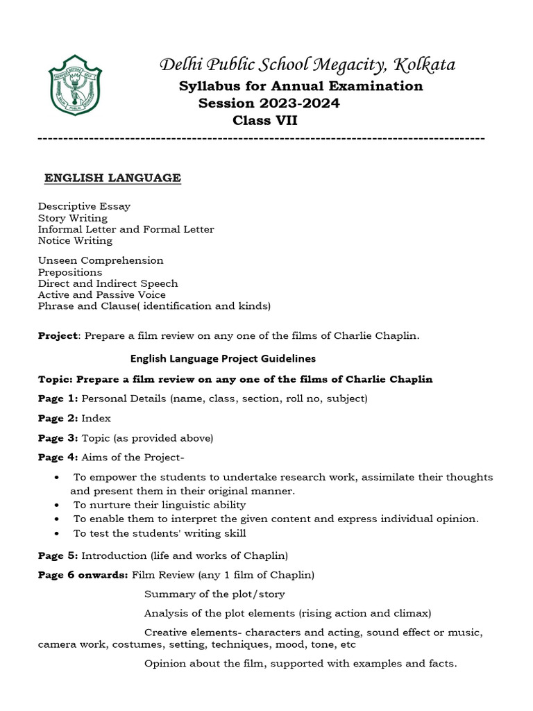 Class 7 Syllabus DPS | PDF | Linguistics