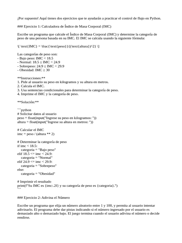 Tema 5 | PDF | Índice de masa corporal | Python (lenguaje de programación)