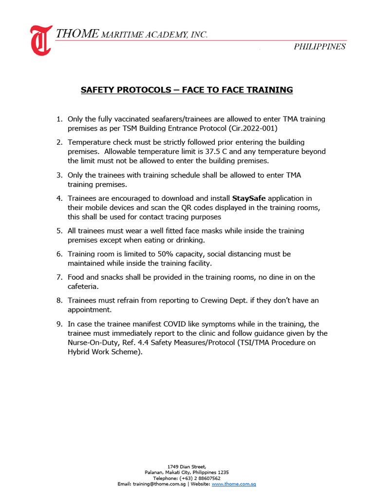 Safety Protocols for Seafarer Training | PDF | Business