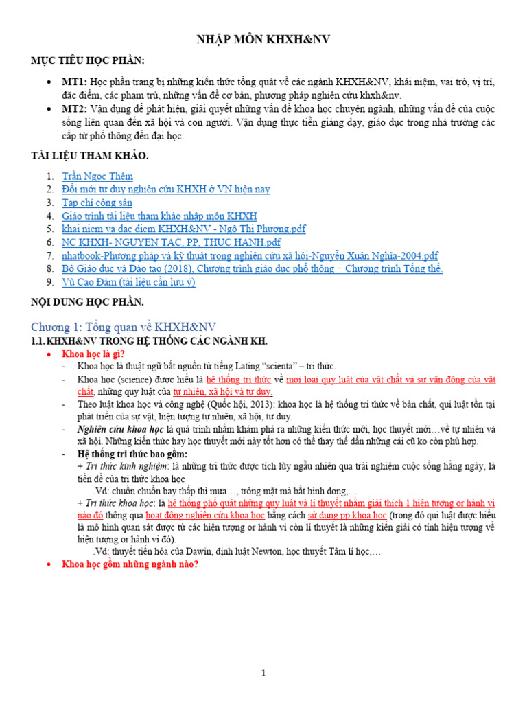 Nhập môn KHXH&NV | PDF