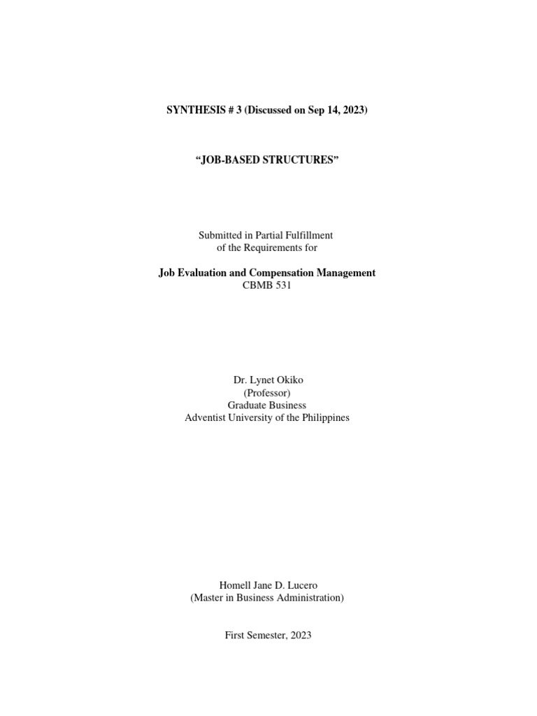 Synthesis 3 - Job-Based Structures | PDF | Skill | Mentorship