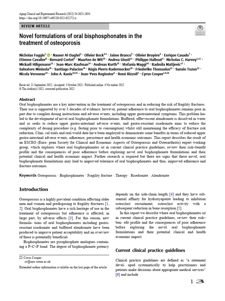 Fuggle, 2022 - Novel Formulations of Oral Bisphosphonates in The ...