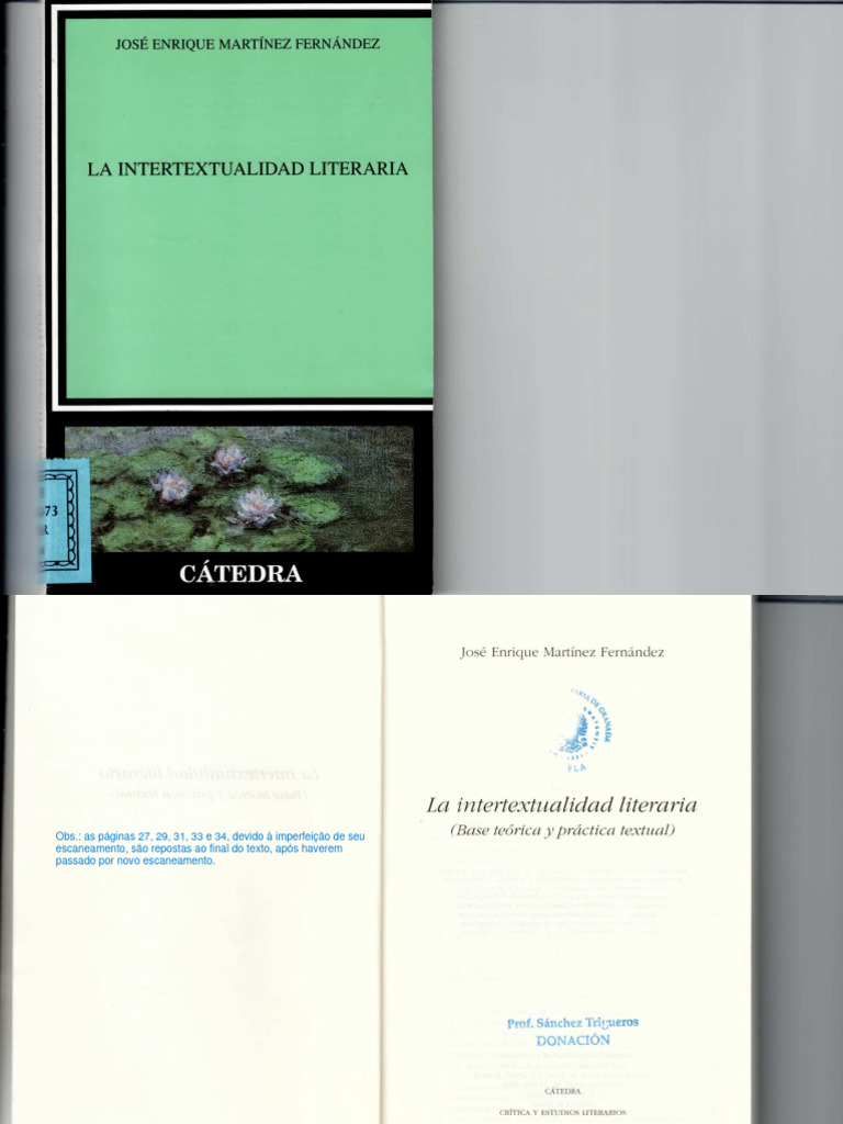 La Intertextualidad Literaria. Base Teórica y Práctica Textual - (2001) - José Enrique Martínez ...