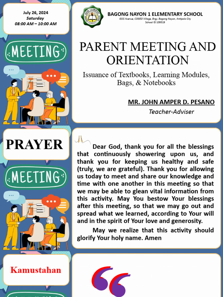 1 Parent Orientation Meeting | PDF | Language Arts & Discipline | Wellness