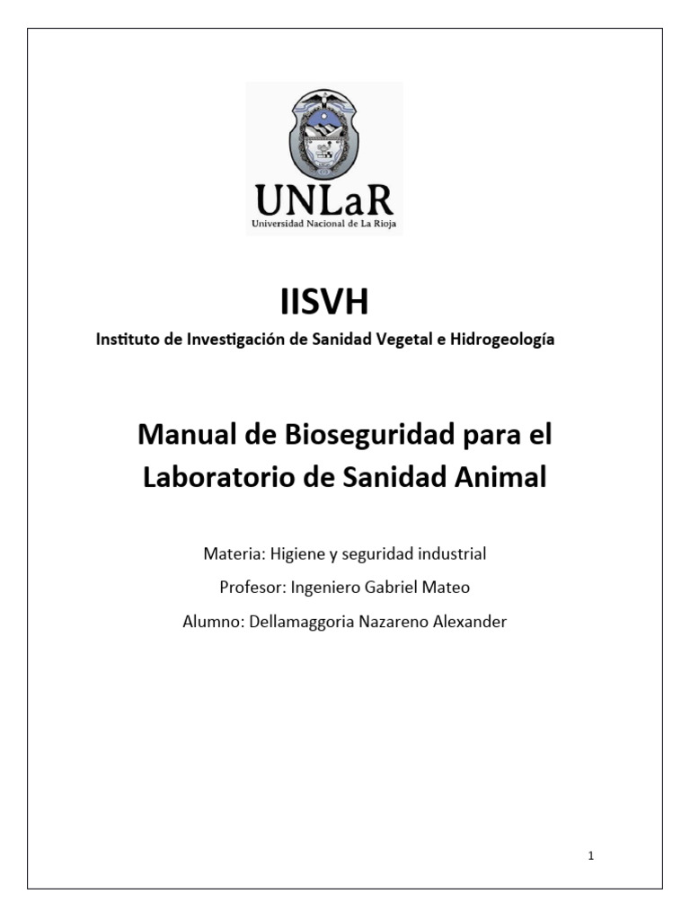 Manual de Bioseguridad para Laboratorio de Sanidad Animal | PDF | Laboratorios | Infección