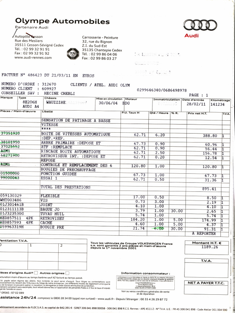 Facture audi | PDF