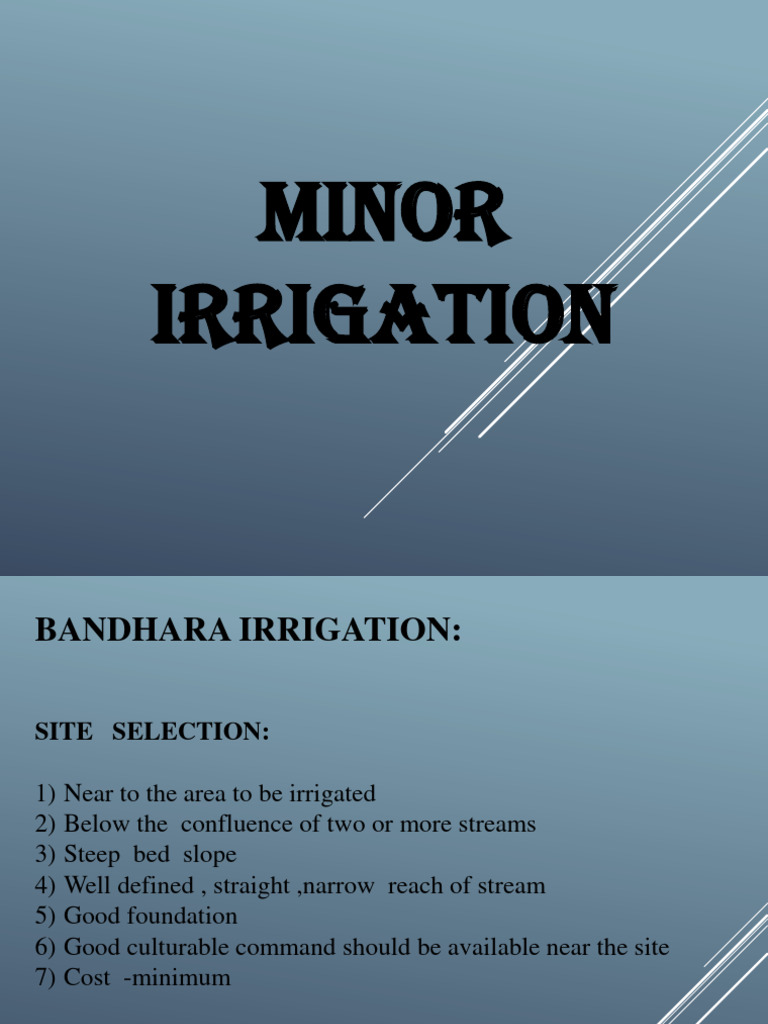 Minor Irrigation | PDF