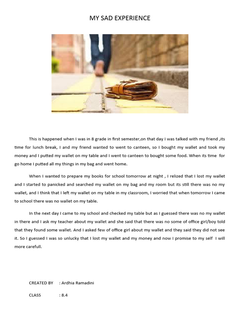 My Sad Experience | PDF