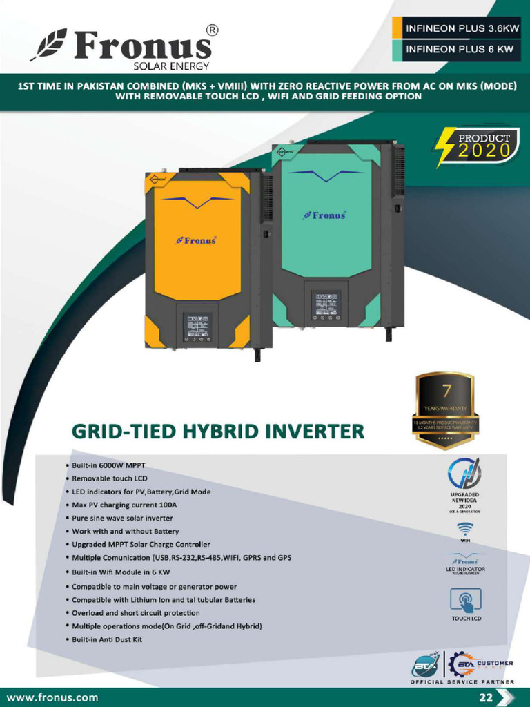 Fronus Infineon Plus 3.6kw Hybrid Inverter | PDF