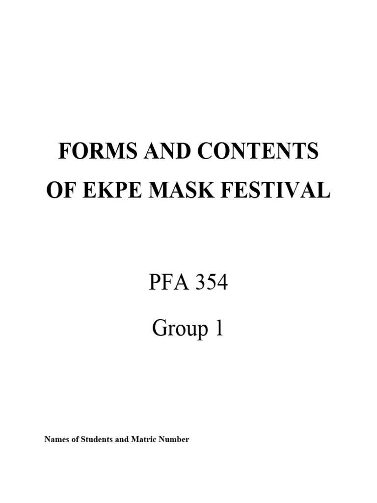 Ekpe Mask Festival | PDF | Mask | Traditions