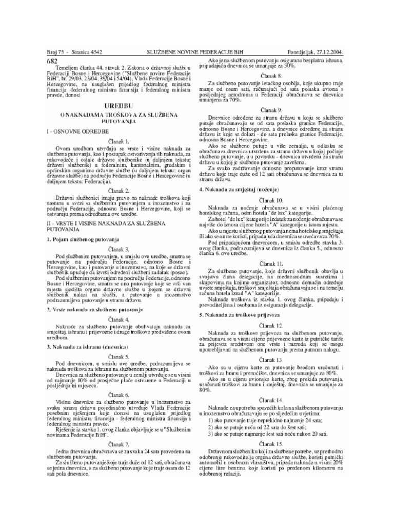 Uredba o Nakn Troskova | PDF