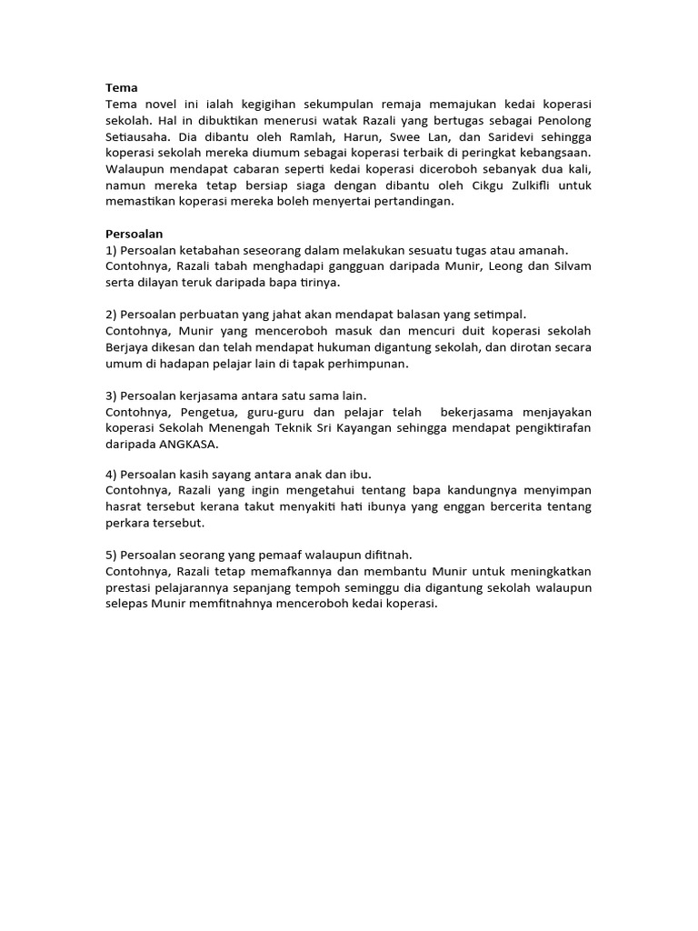 Tema dan Persoalan Sejambak Bakti | PDF