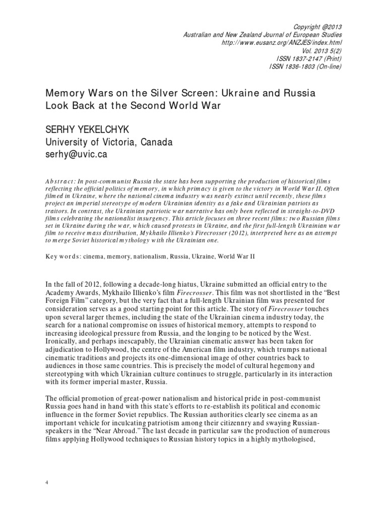 Memory Wars On The Silver Screen: Ukraine and Russia Look Back at ...