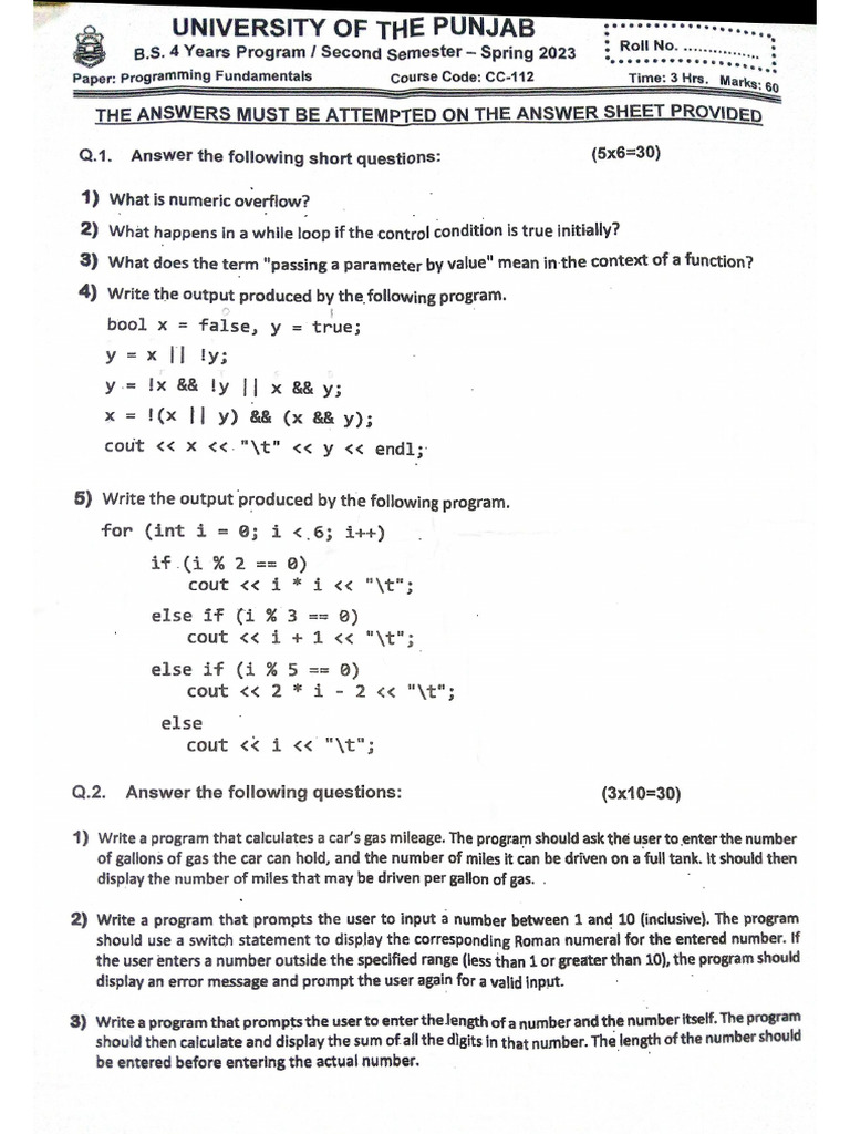 Past Papers 2023 | PDF