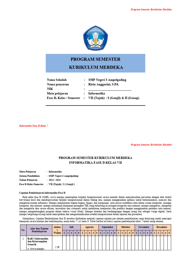 PROMES Kurikulum Merdeka | PDF