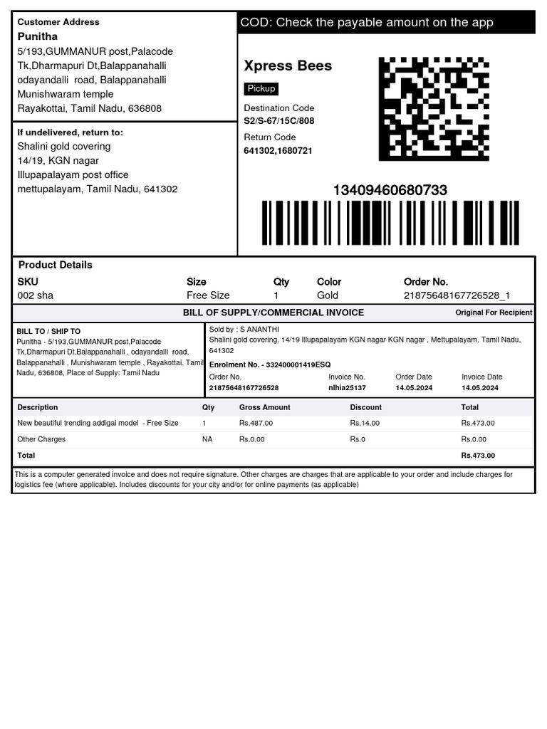 Ms Sub Order Labels 75dcd4fd f720 4c0d Aeab E3d3c1b08b9e | PDF | Invoice | Fee