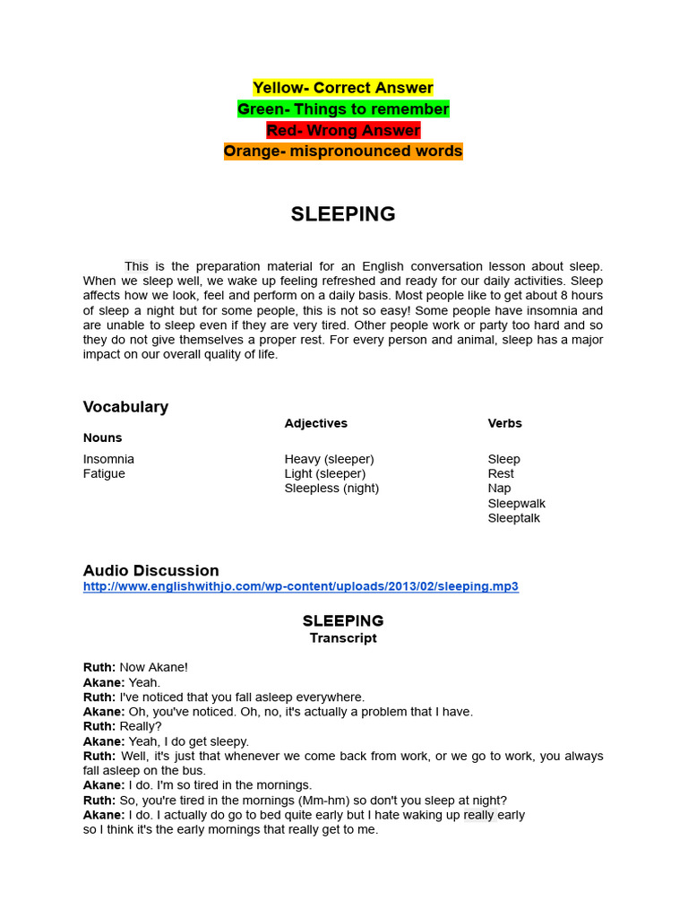 Sleeping (1) | PDF | Sleep | Insomnia