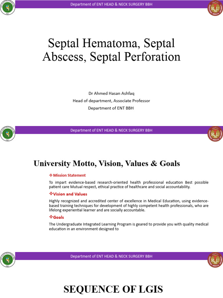 Septal Hematoma, Septal Abscess, Septal Perforation | PDF | Human Nose ...