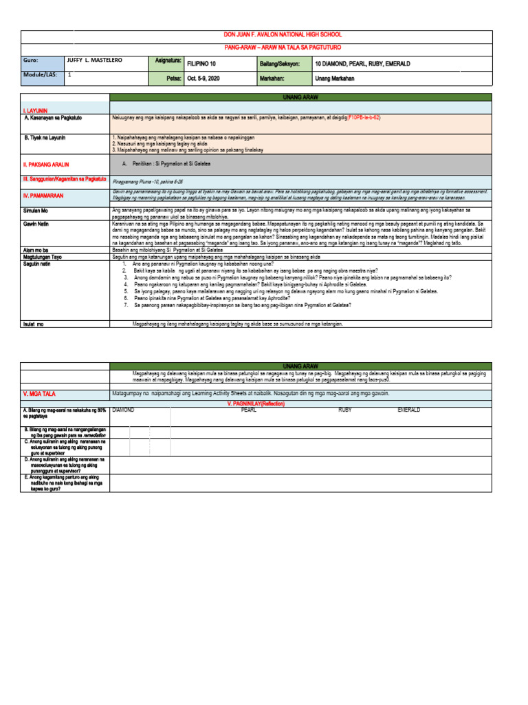 Lesson Plan s.y. 2020-2021 | PDF